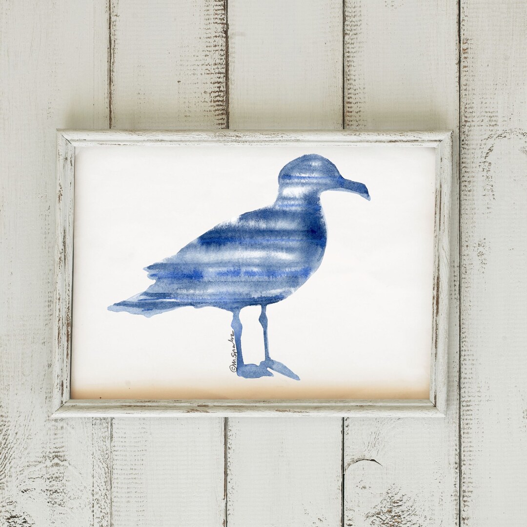 Watercolor Sea Gull Print: Abstract Beach House Art (digital Print) - Etsy