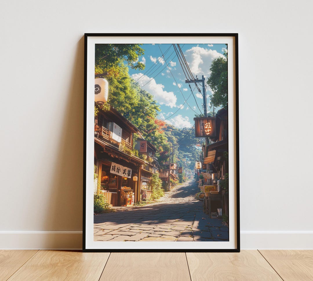 Japanese Street Wall Poster - Hygge Wall Decor - Japanese Cityscape ...