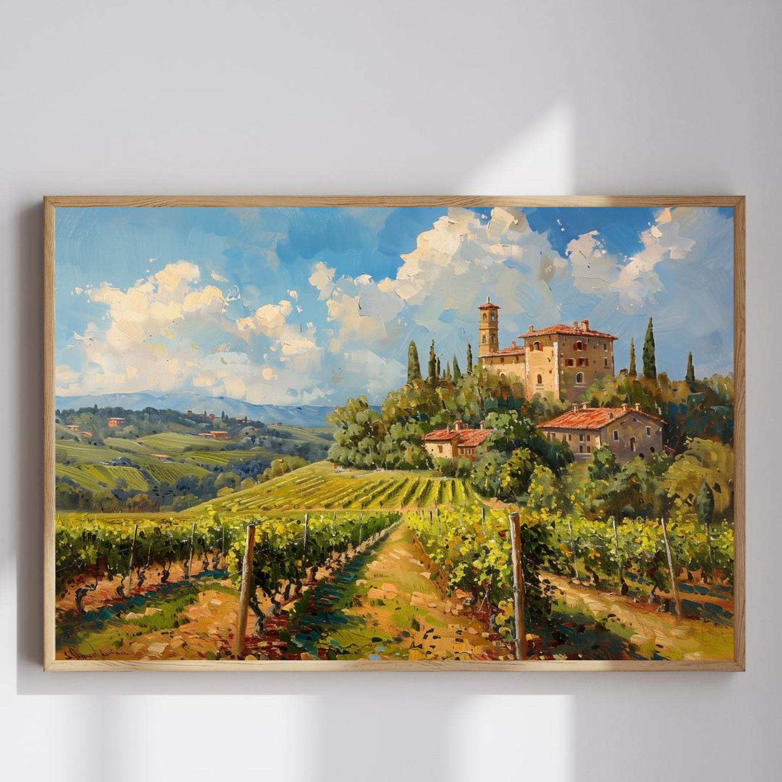 Tuscany Landscape Oil Painting Art Print: Italian Villa Wall Decor ...