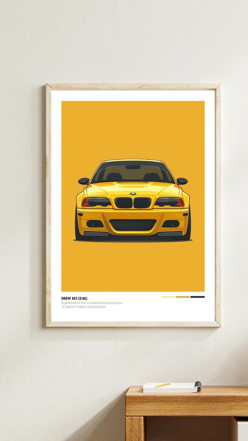 BMW M3 E46 Digital Art Print – Classic Sports Car Poster, BMW Wall Art ...