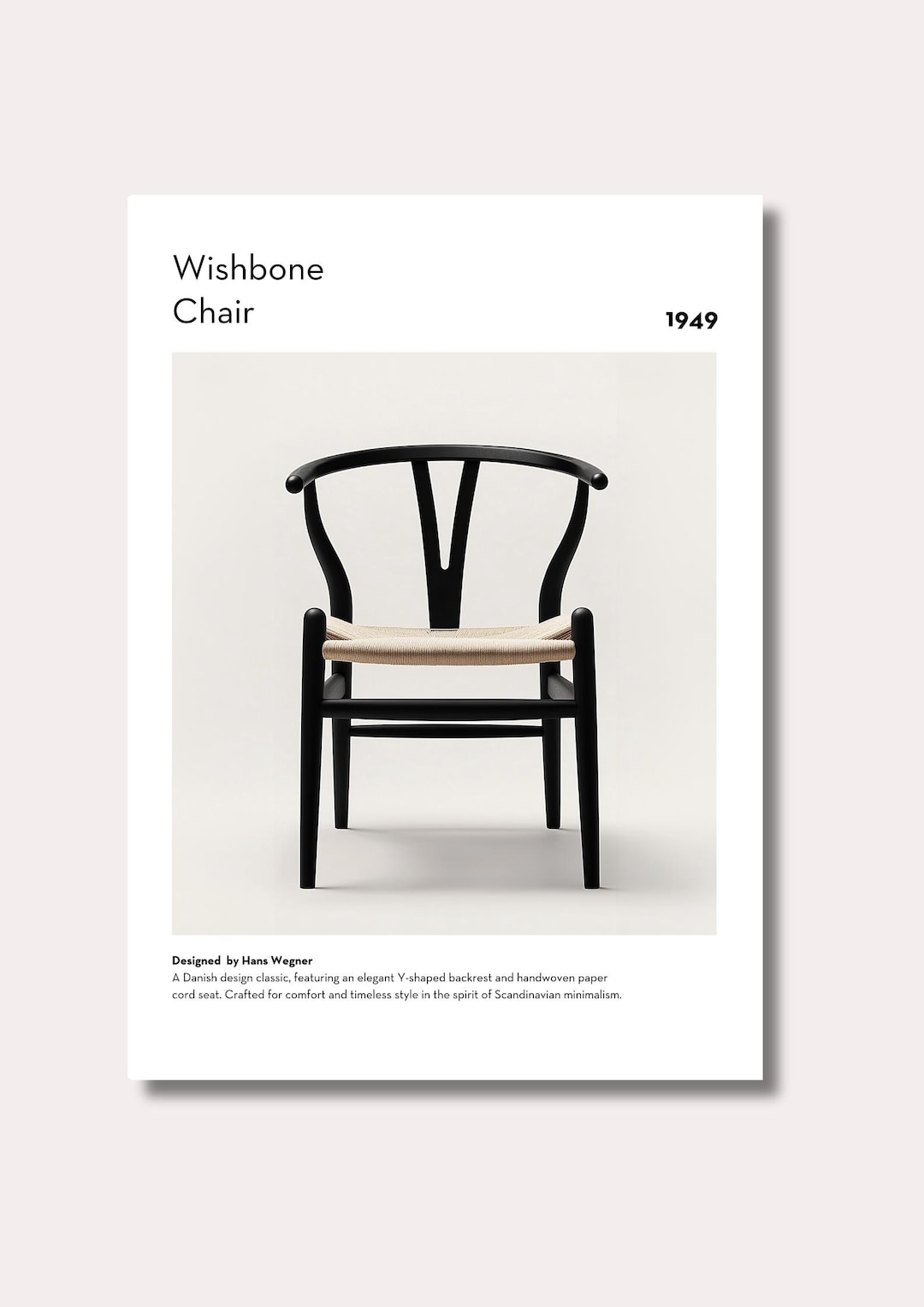 Wishbone Chair Poster – Hans Wegner Print, Mid-century Modern Art ...