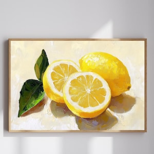 Lemons Oil Painting, Kitchen Print, Summer Wall Art, Instant Download ...