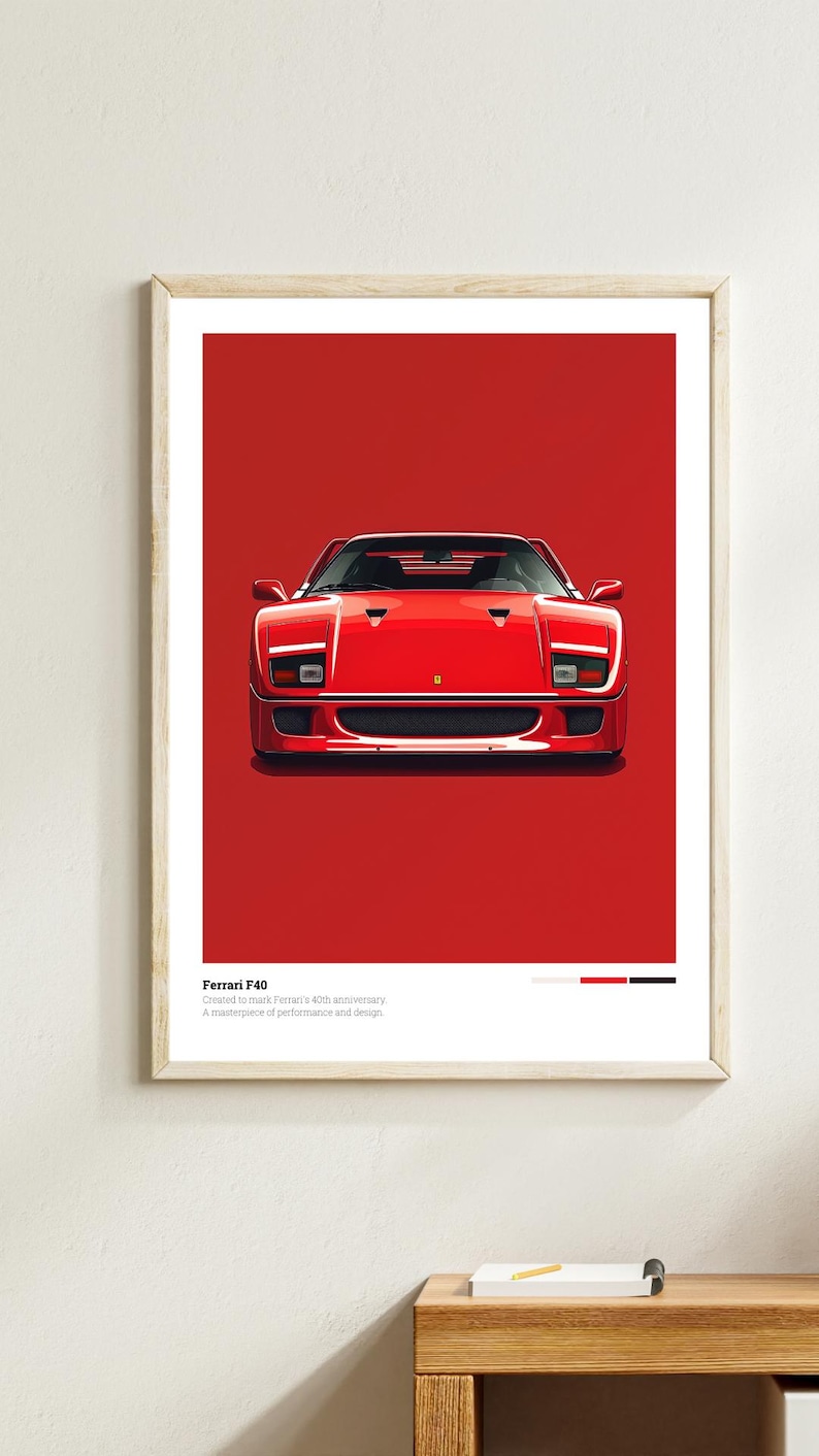 Ferrari F40 Poster – Supercar Poster, Classic Car Wall Art, Iconic Supercar, Gift for Ferrari ...