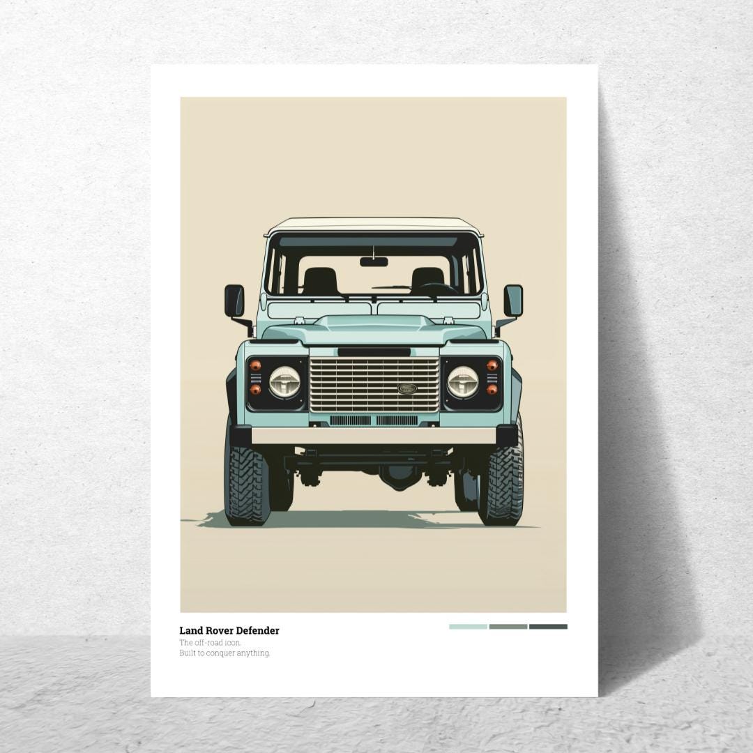 Car Poster Defender Poster Land Rover Defender Car Art 4x4 Poster Car ...