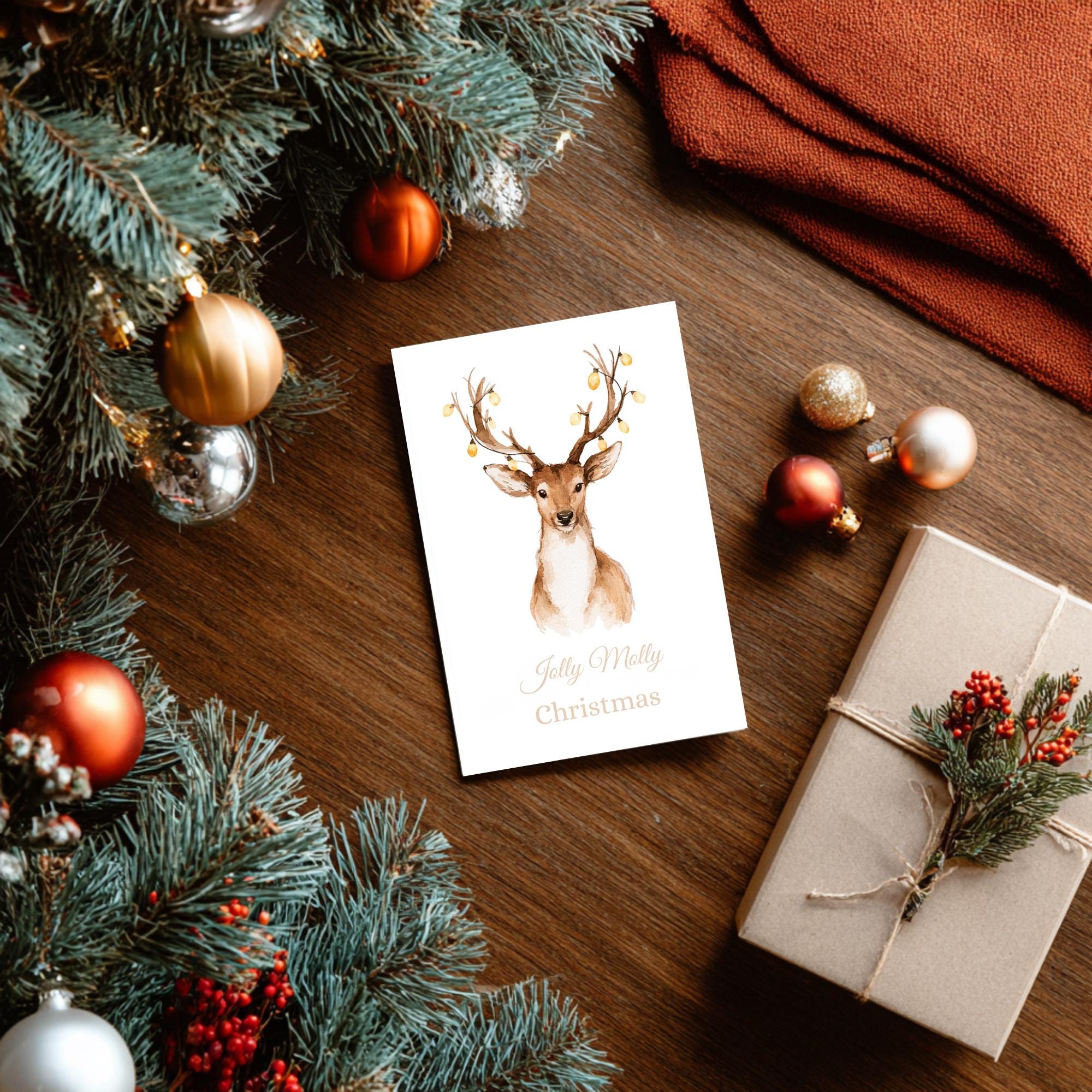 Foldable Christmas Card: Printable Holiday Greetings With Christmas ...