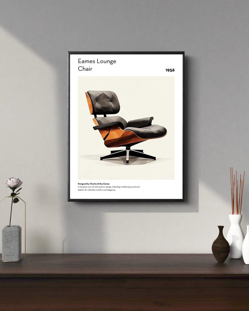 Eames Lounge Chair Poster: Mid-century Modern Art Print (digital ...