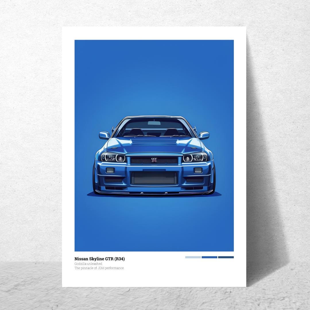 Nissan Skyline GTR R34 Poster | JDM Car Wall Art | Japanese Sports Car ...