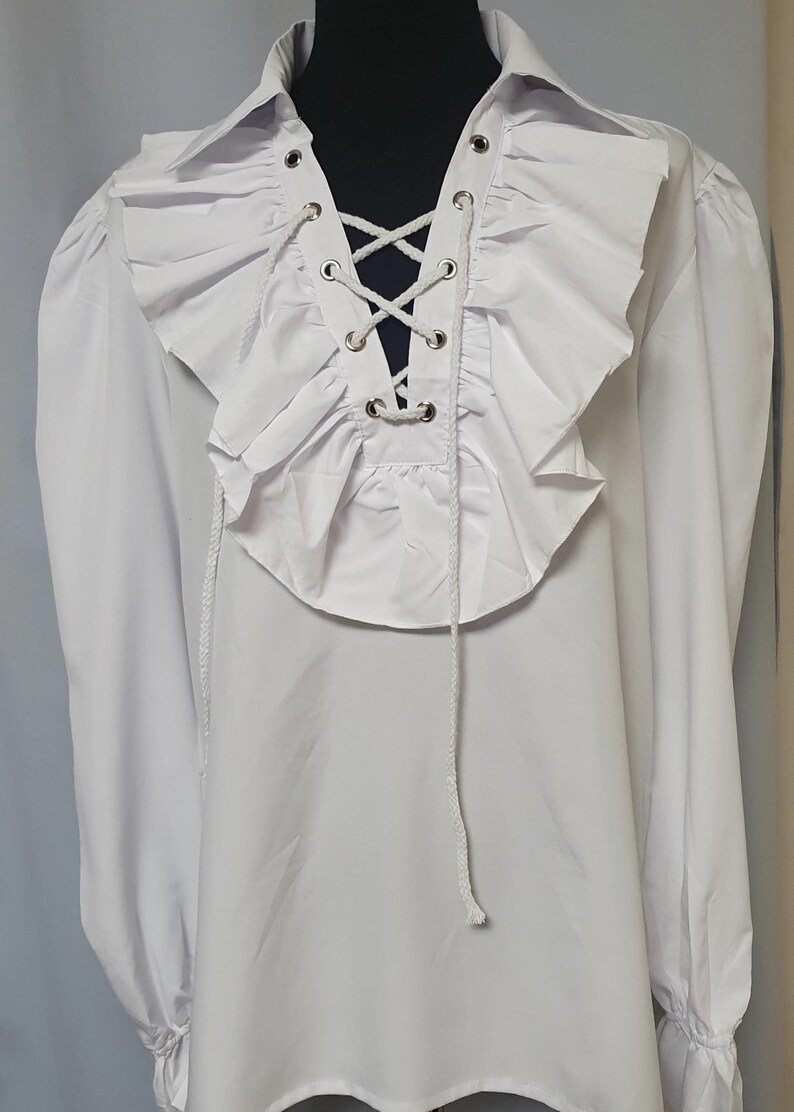 Gothic Ruffled Pirate Shirt | Renaissance Lace-up Blouse | Musketeer Medieval Poet Costume Top ...