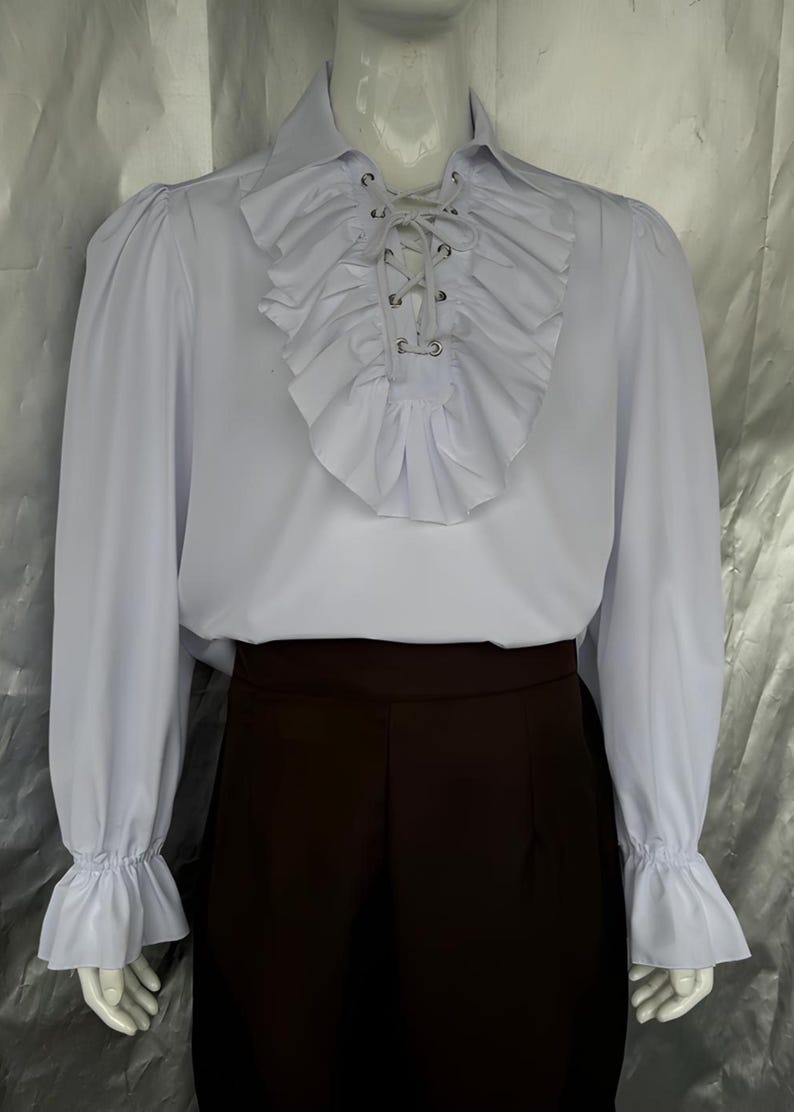 Gothic Ruffled Pirate Shirt | Renaissance Lace-up Blouse | Musketeer Medieval Poet Costume Top ...