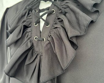 Gothic Ruffled Pirate Shirt | Renaissance Lace-up Blouse | Musketeer Medieval Poet Costume Top ...