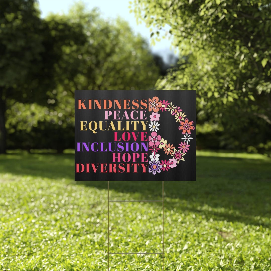 Colorful Plastic Yard Sign Kindness | Peace | Hope | Inclusion ...