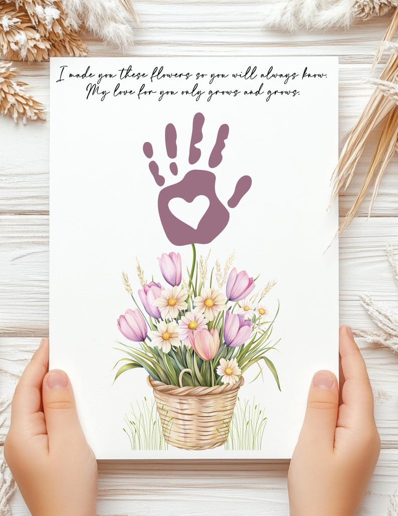 Floral Handprint Art Bouquet Craft - DIY Mother's Day, Valentine's Day ...
