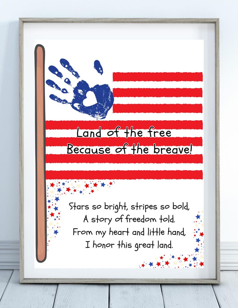 Flag 4th of July Handprint Craft, Flag Poem, Independence Day, American ...