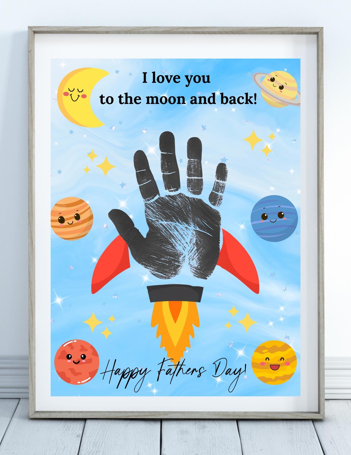 Father’s Day Printable | I Love You to the Moon | Handprint Rocket ...