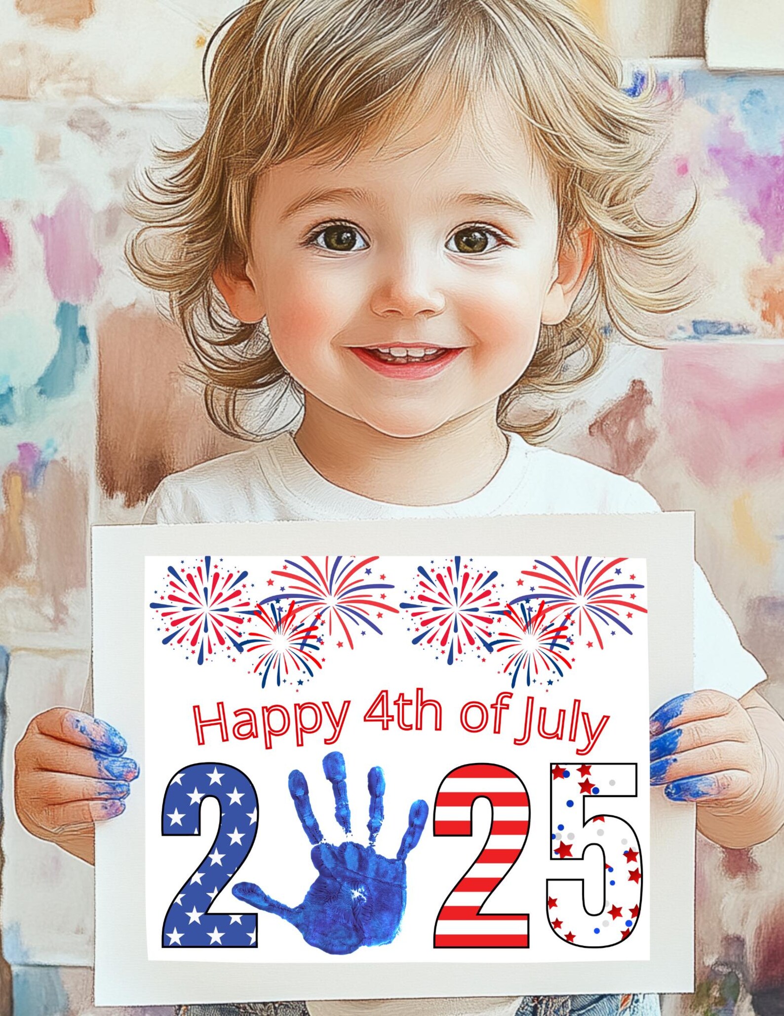 Fourth of July Handprint Craft for Kids, Printable 4th of July Craft ...