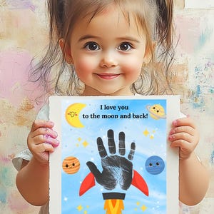 Father’s Day Printable | I Love You to the Moon | Handprint Rocket ...