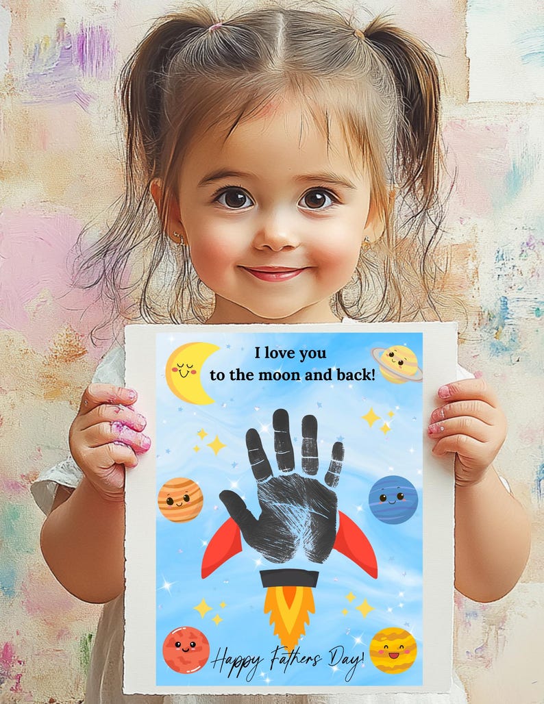 Father’s Day Printable | I Love You to the Moon | Handprint Rocket ...