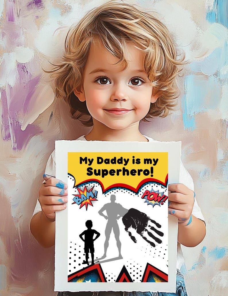 Superhero Handprint Art Craft, Fathers Day Craft, Super Dad DIY Gift ...