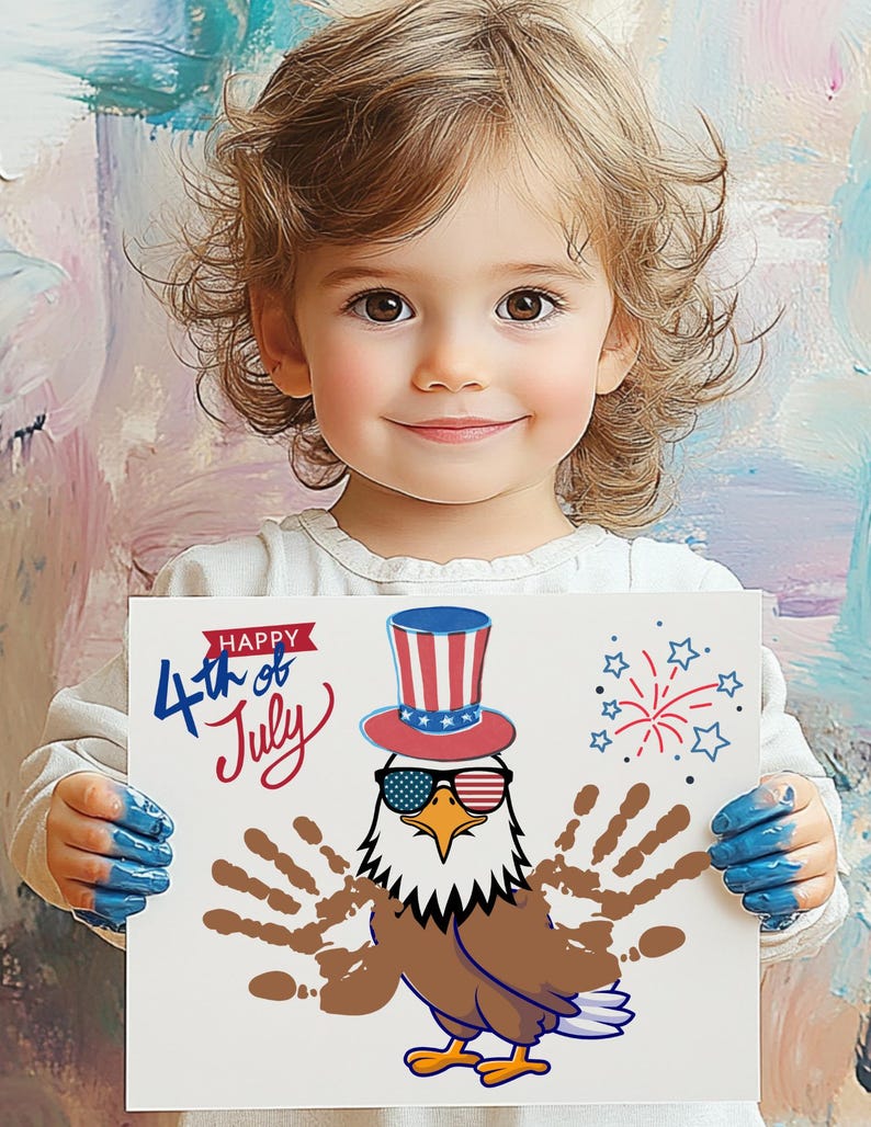 Eagle 4th of July Handprint Art Kids Preschool Activity Printable ...