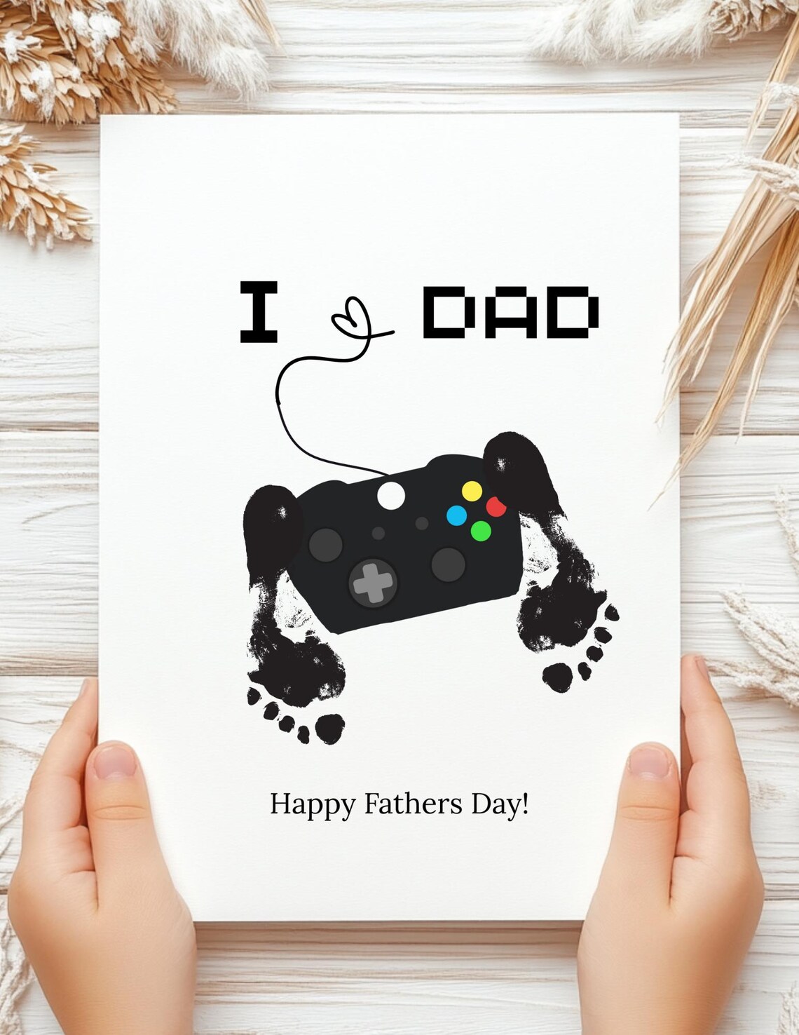 Gamer Dad Father's Day Handprint Art | Video Game Footprint Stamp Art ...