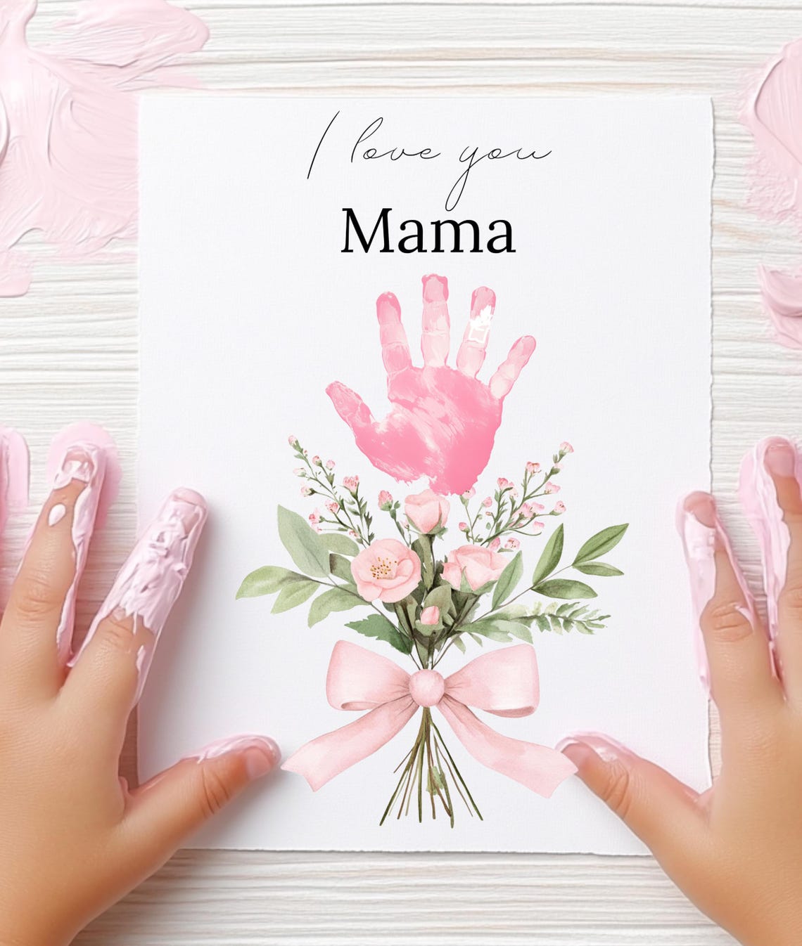 Handprint Flower Bouquet Craft for Mom, Mother’s Day Gift From Child ...