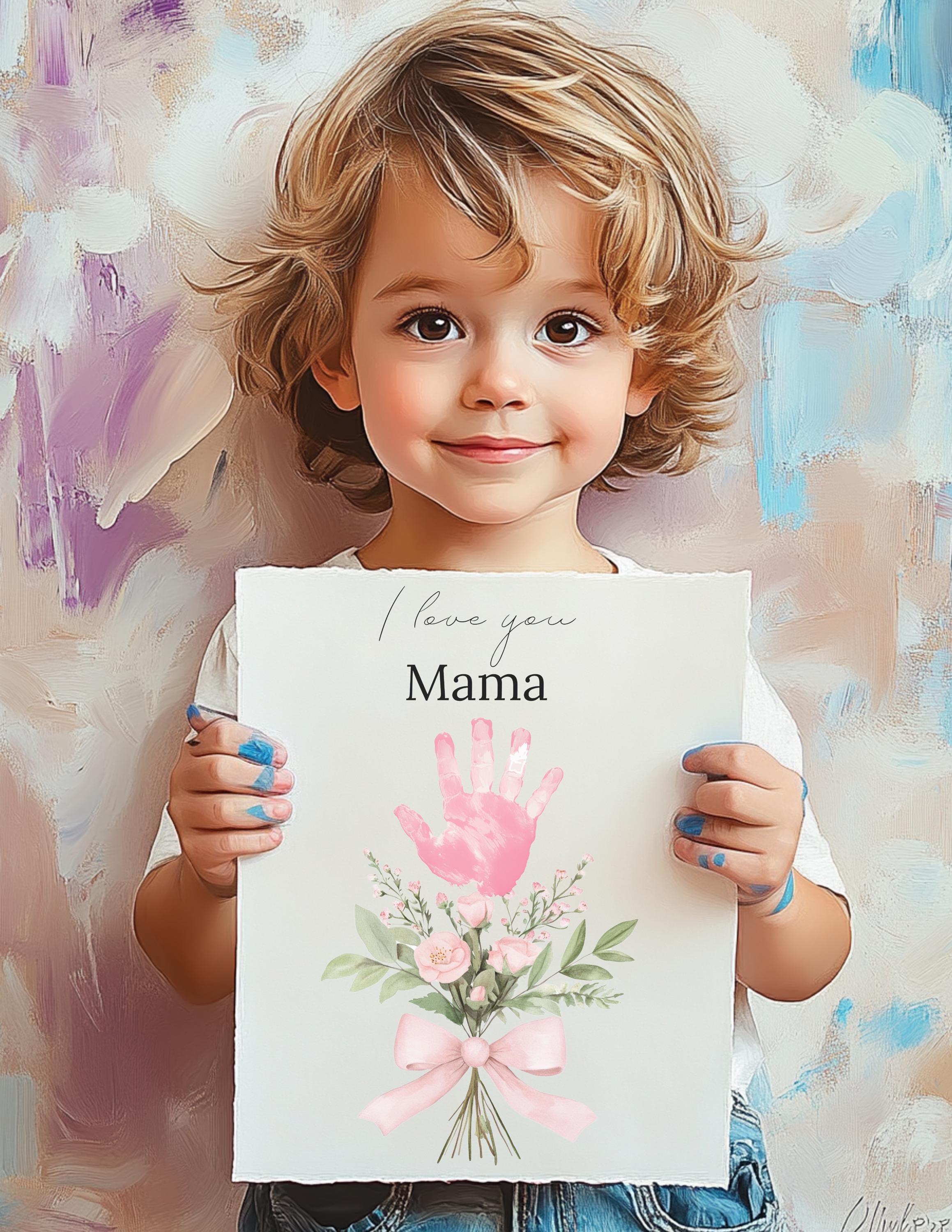 Handprint Flower Bouquet Craft for Mom, Mother’s Day Gift From Child ...