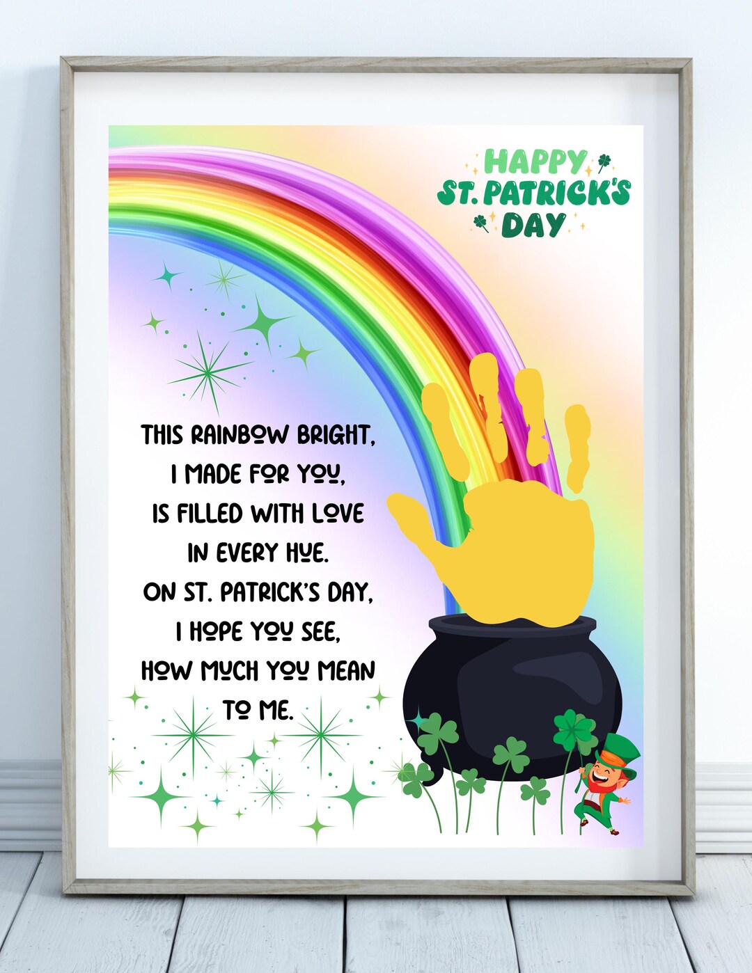 St Patrick’s Day Handprint Art, Rainbow Pot of Gold Craft, DIY Keepsake ...