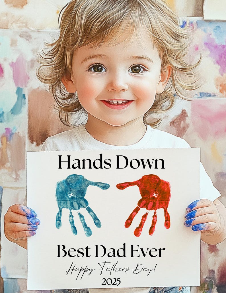 Hands Down Best Dad Ever DIY Printable Handprint Art - First Father's ...