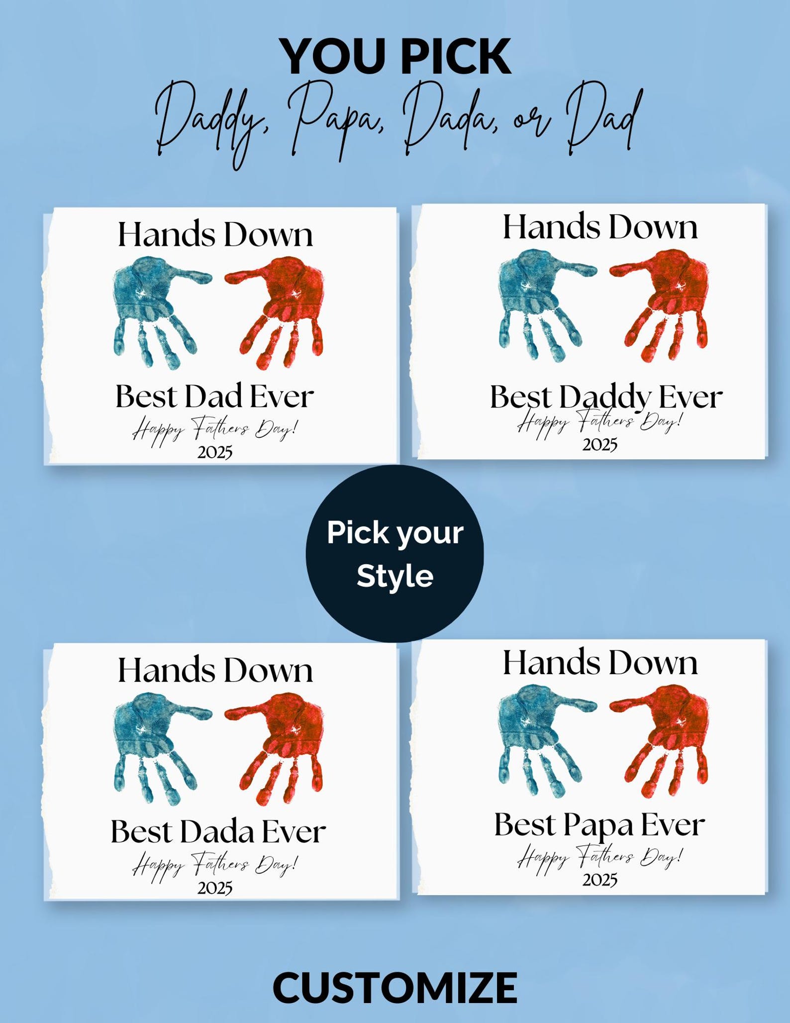 Hands Down Best Dad Ever DIY Printable Handprint Art - First Father's ...