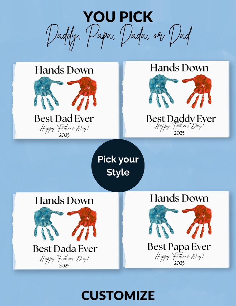 Hands Down Best Dad Ever DIY Printable Handprint Art - First Father's ...