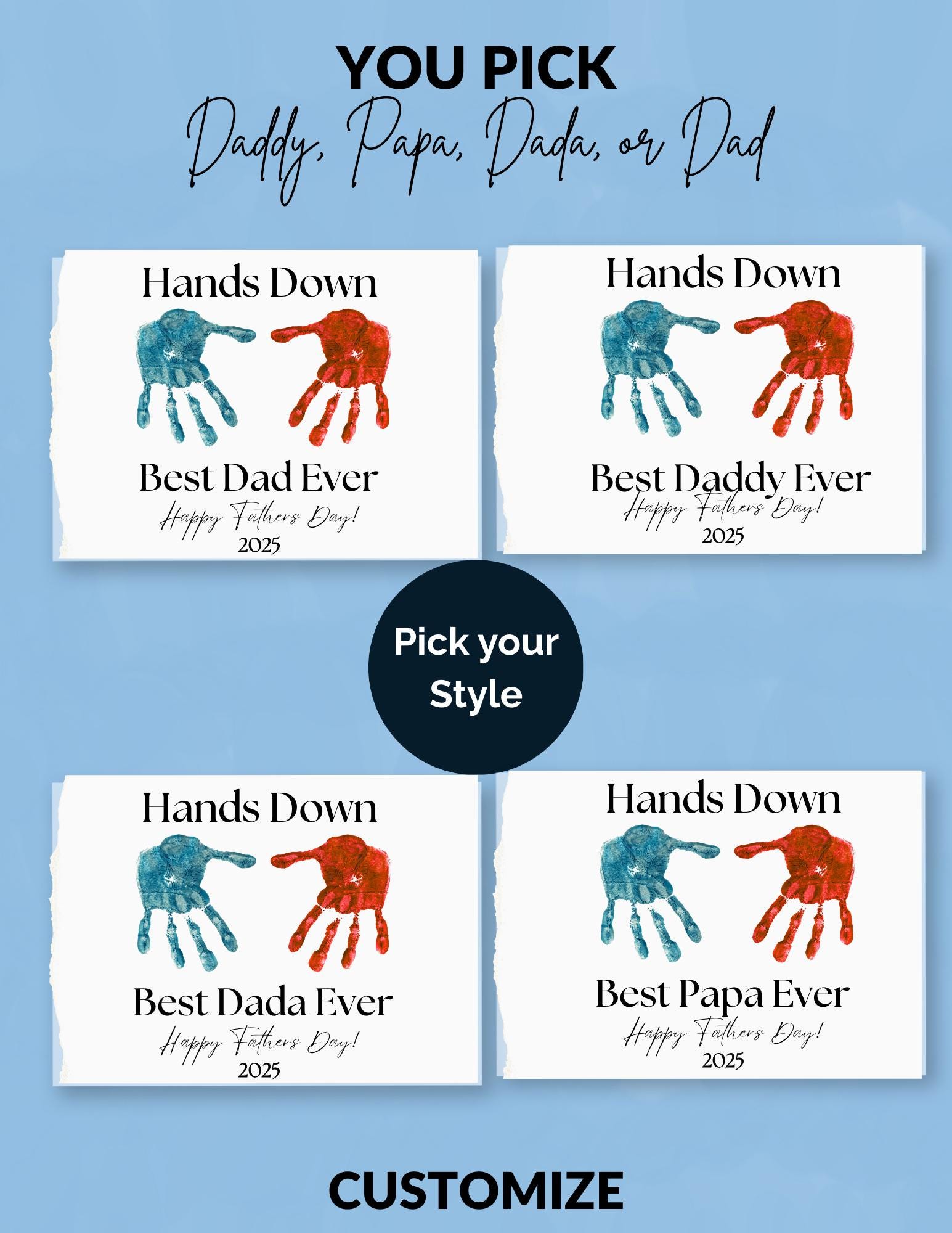 Hands Down Best Dad Ever DIY Printable Handprint Art - First Father's ...