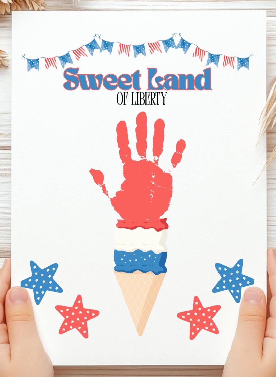 Ice Cream Cone Independence Day 4th of July Handprint American ...
