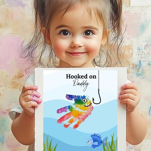 Hooked on Daddy – Daddy's Birthday Handprint Art, Fishing Handprint ...