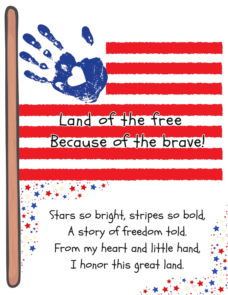 Flag 4th of July Handprint Craft, Flag Poem, Independence Day, American ...