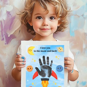 Father’s Day Printable | I Love You to the Moon | Handprint Rocket ...