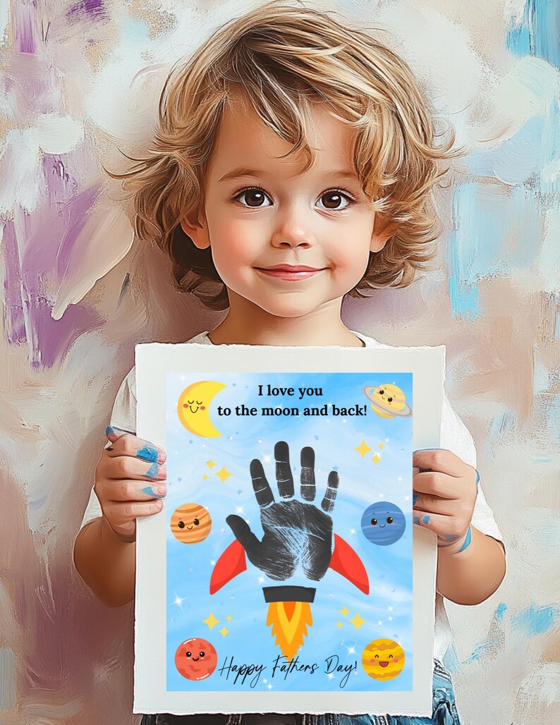 Father’s Day Printable | I Love You to the Moon | Handprint Rocket ...