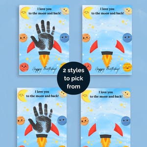 Father’s Day Printable | I Love You to the Moon | Handprint Rocket ...