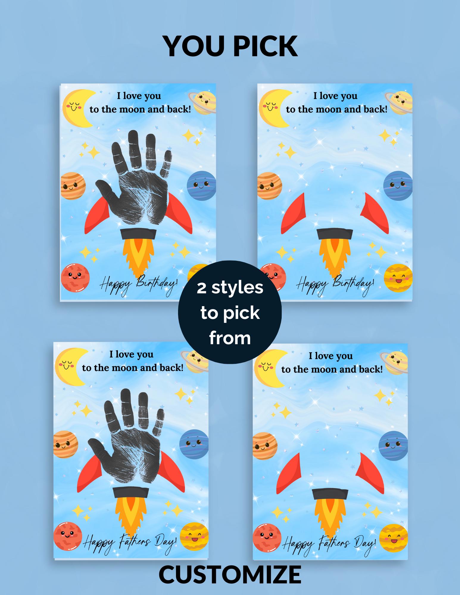 Father’s Day Printable | I Love You to the Moon | Handprint Rocket ...