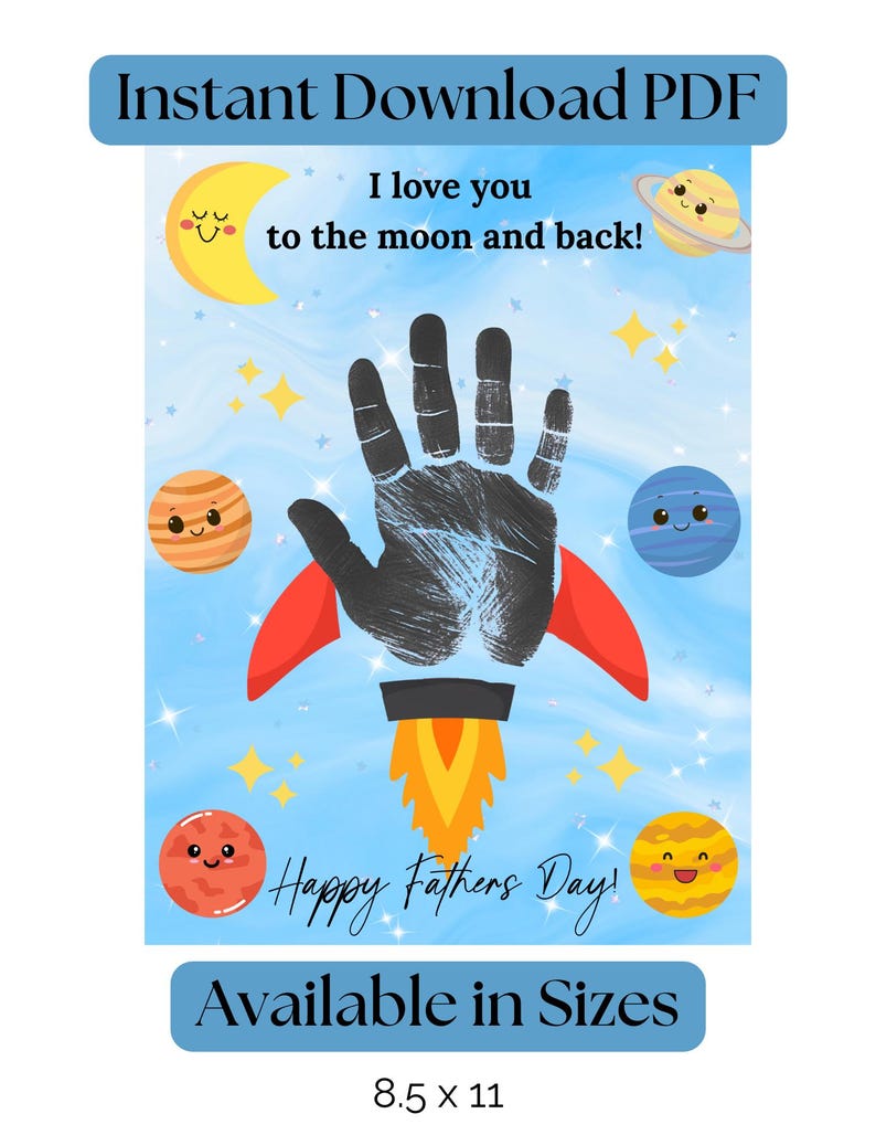 Father’s Day Printable | I Love You to the Moon | Handprint Rocket ...