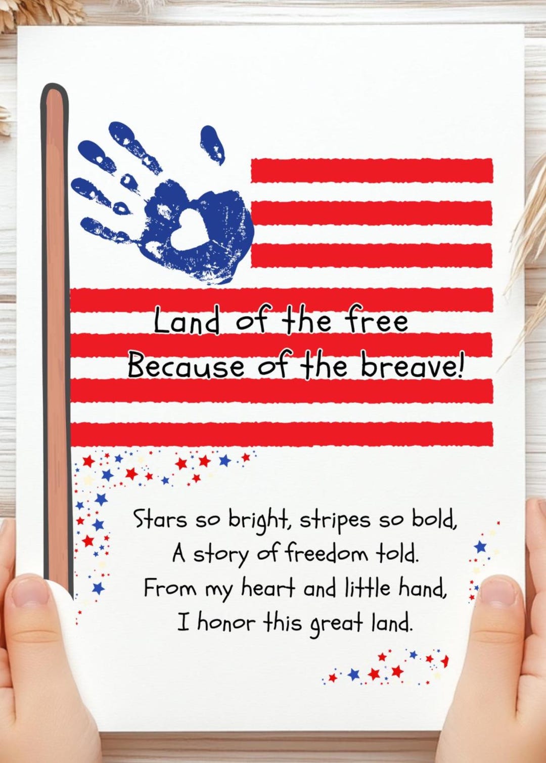 Flag 4th of July Handprint Craft, Flag Poem, Independence Day, American ...