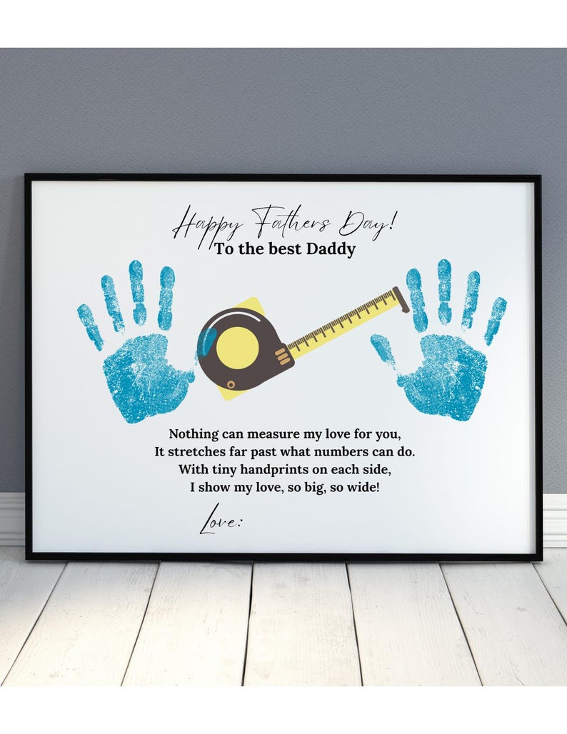Custom Fathers Day Handprint Poem for Kid, Tape Measure Gift for Father ...