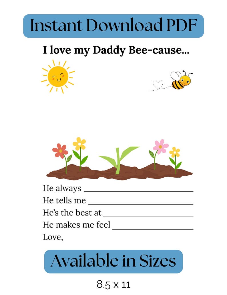 I Love My Daddy "bee - Cause" Fathers Day Handprint Craft, Handprint ...