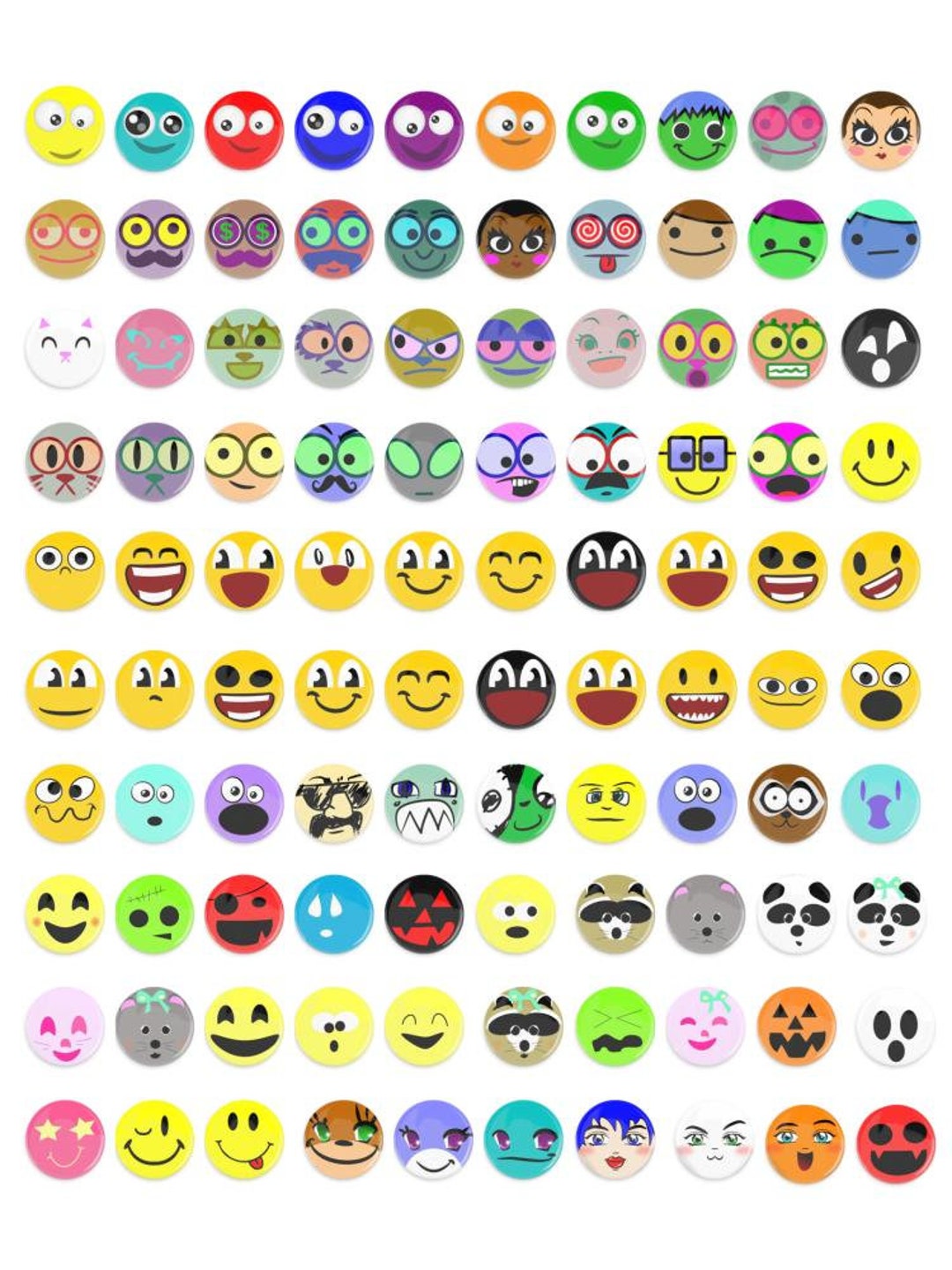 100 Pack Assorted Faces Pinback Button Badges 1 Inch Round - Etsy