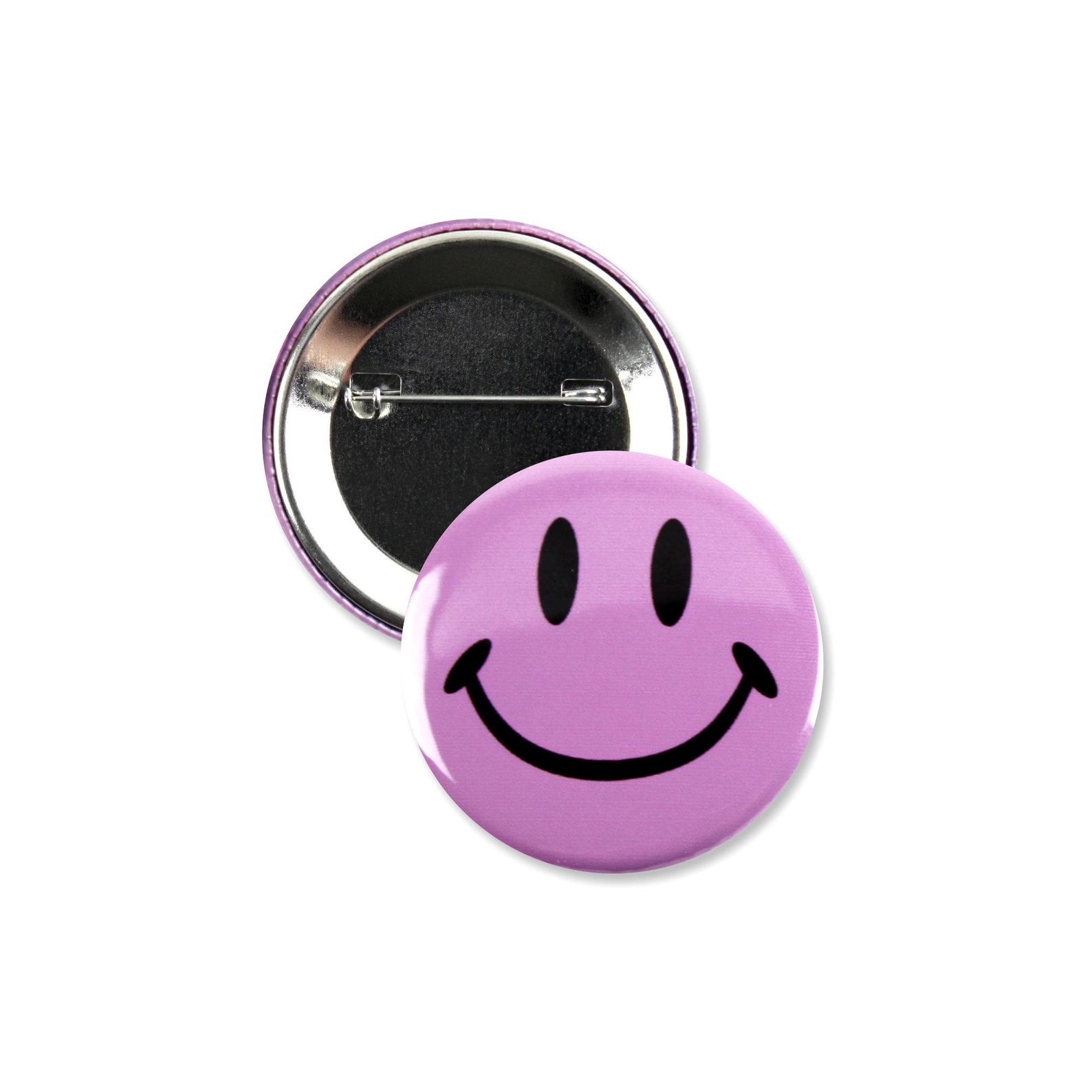 Classic Lilac Smiley Face Pinback Button Badges - 2.25 Inch Round - 5 ...