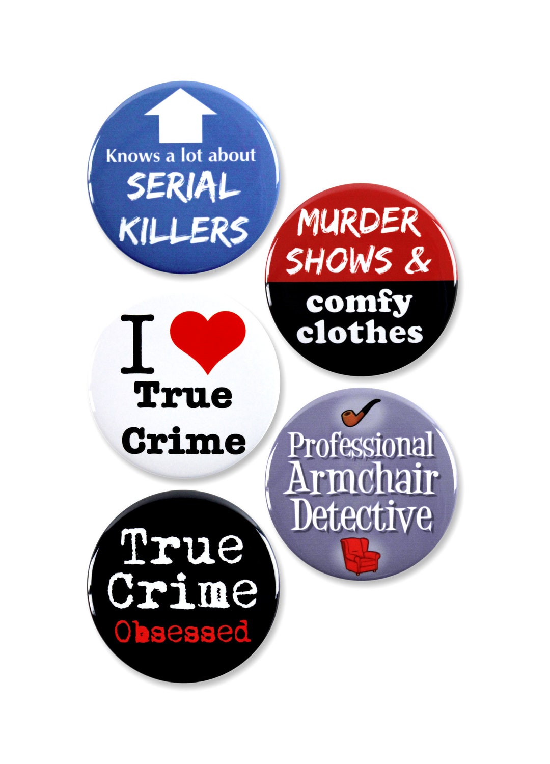 5 Pack - True Crime Lover Murderinos Pinback Buttons - 2.25 Inch - Etsy