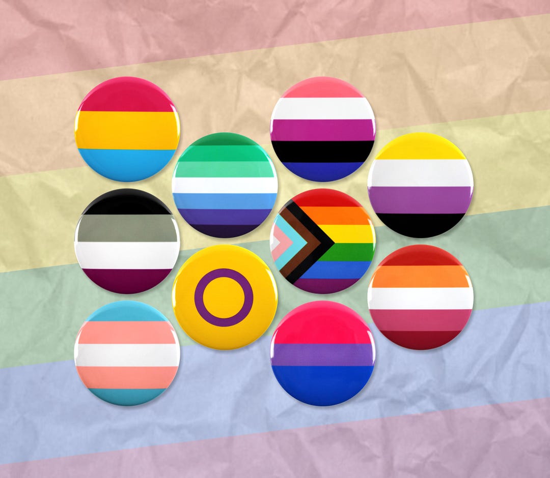 10 Pack - LGBTQIA+ Pride Flag Verity Pack Pinback Buttons - 2.25 Inch ...