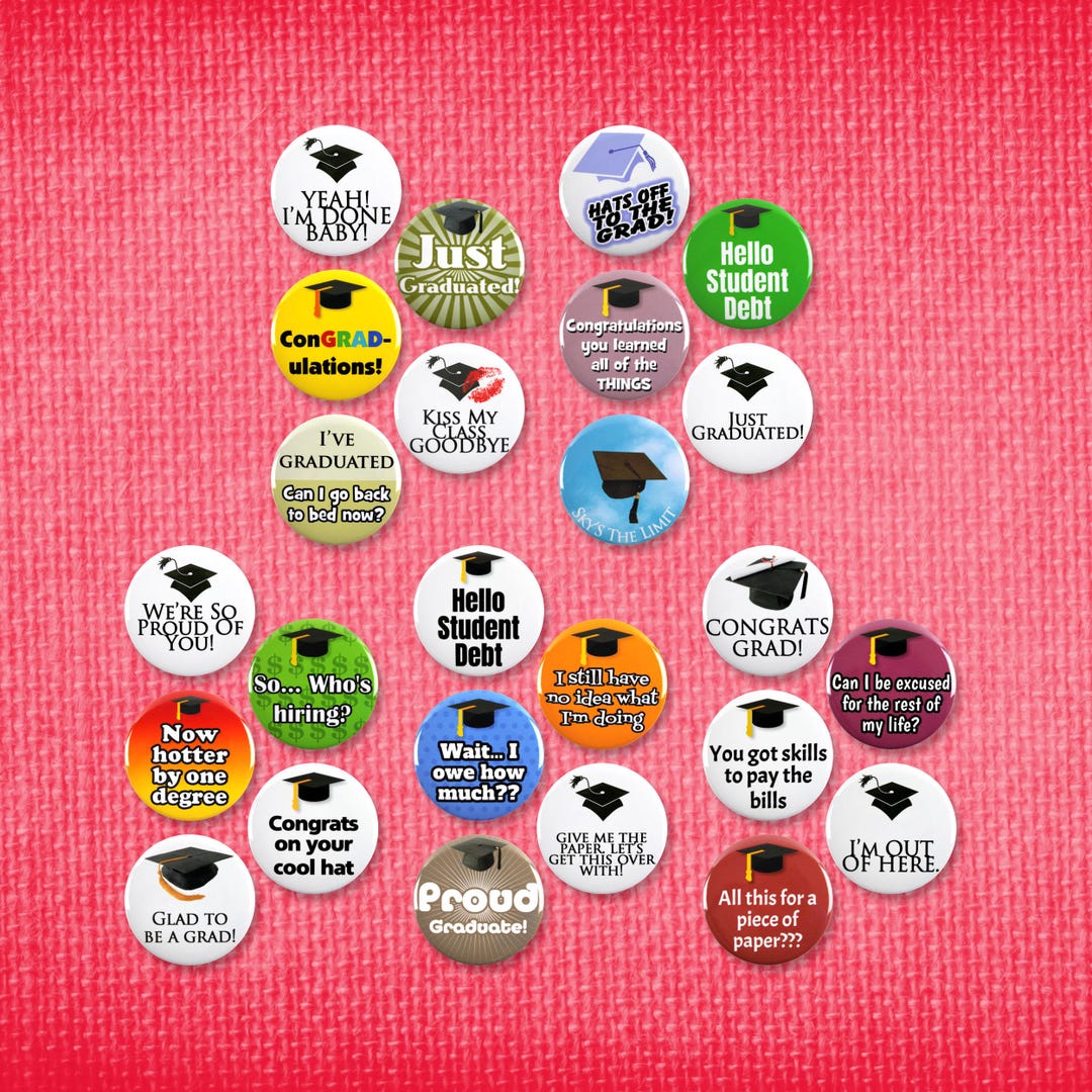 25 Pack - Funny Graduation Celebration Pinback Buttons - 2.25 Inch - Etsy