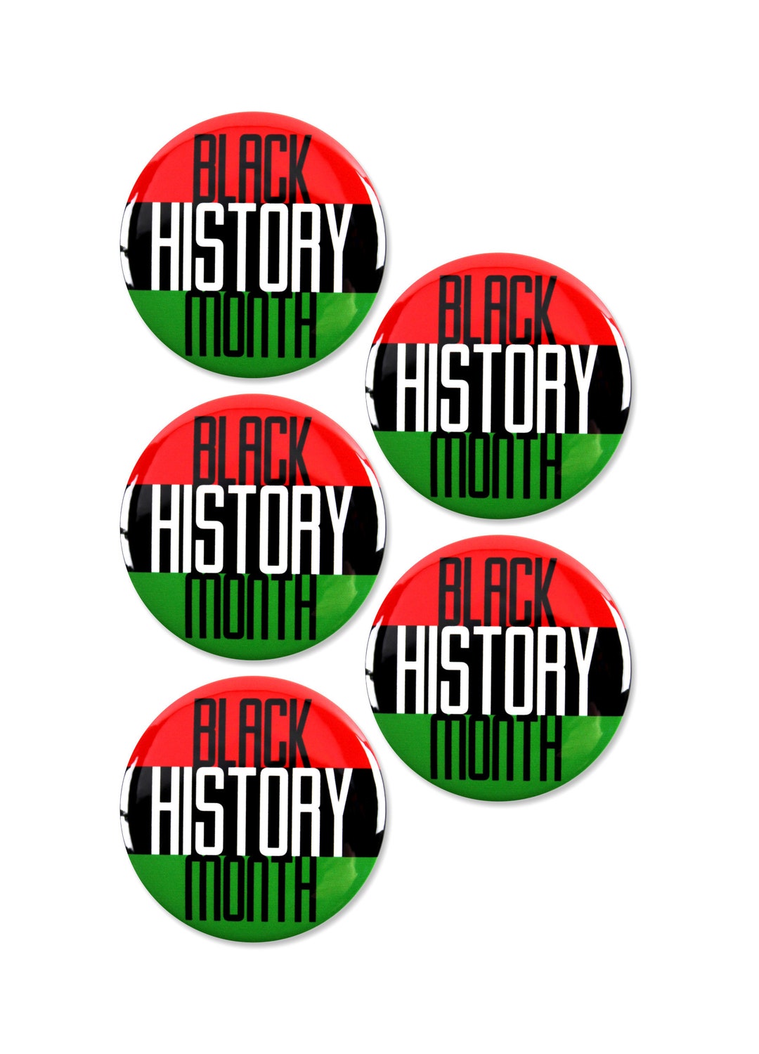 5 Pack Black History Month Pan-african Flag Pinback Buttons Round 2.25 ...