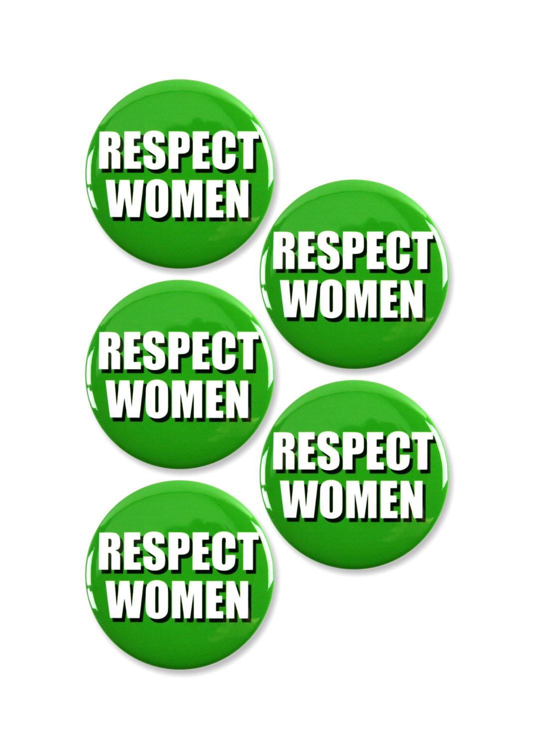 5 Pack - Respect Women Activism Pinback Button Badges - 2.25 Inch Round ...
