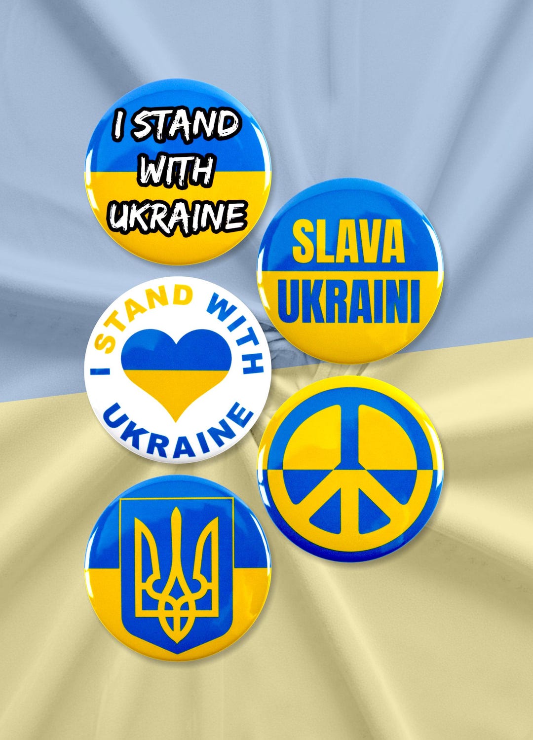 5 Pack - Ukraine Support Multi-pack Pinback Button Badges - 2.25 Inch ...
